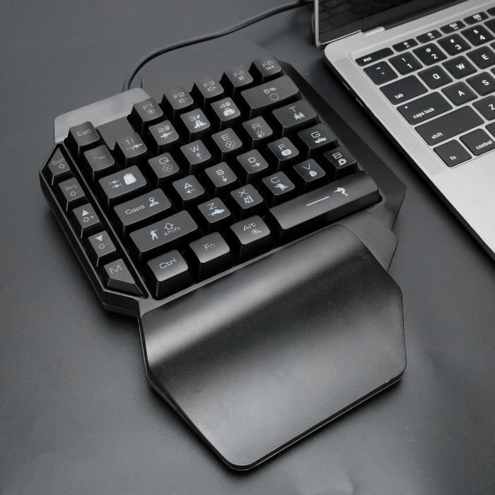 Clavier à une main - DUOKON - F6 - Rétroéclairé 7 couleurs - Filaire ...