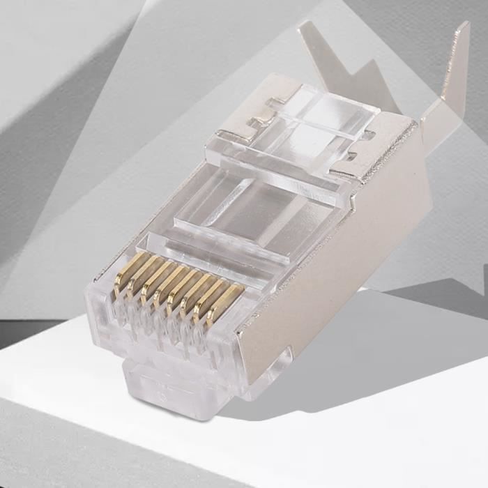 Fdit blindé RJ45 10 pièces blindées RJ45 8P8C CAT7 30GIP connecteurs de ...