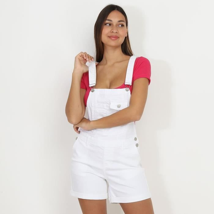 Salopette short retroussé blanc Blanc - Cdiscount Prêt-à-Porter