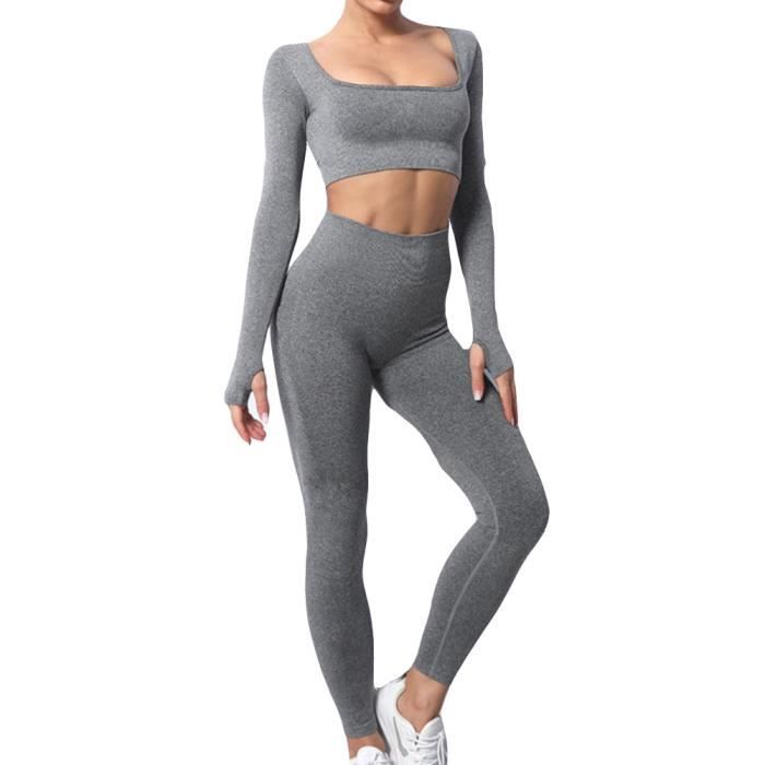 Femmes Leggings de Yoga Côtelé Fitness Set de Jegging, Set de Yoga ...
