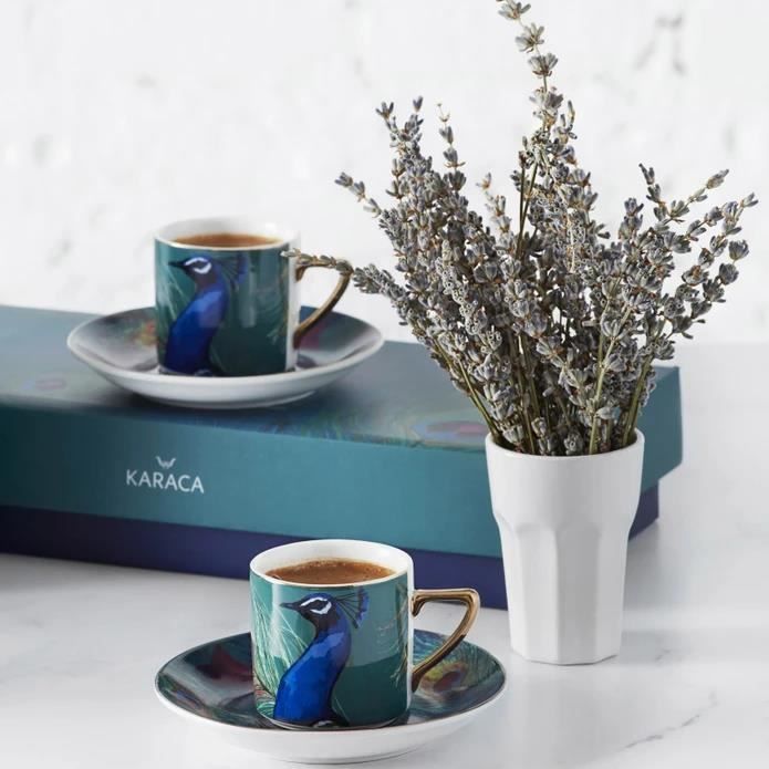 Karaca Paon Set de 4 Tasses à Café 90 ml - Cdiscount Maison