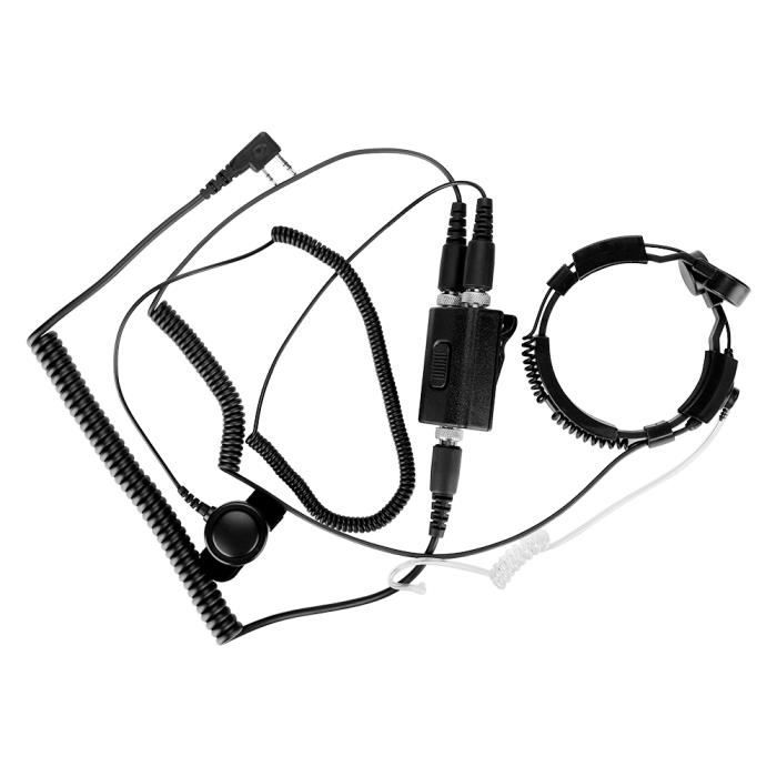 VINGVO Casque talkie-walkie 2 broches Casque/écouteur de micro de gorge ...