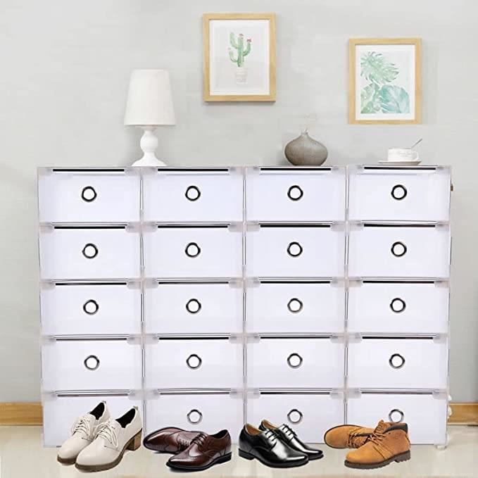 20 Boîtes à chaussures Pliable Rangement Chaussures Avec Couvercle ...