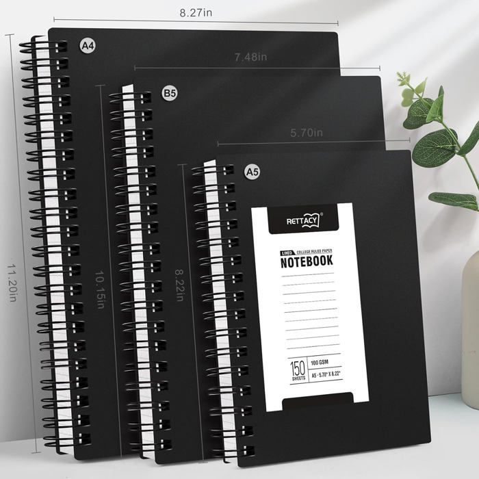 B5 Bloc-Notes À Spirales,300 Feuilles/150 Pages Pour Écrire,Papier ...