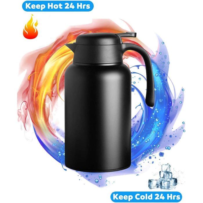 Carafe isotherme noire en acier inoxydable - Capacité 2 L - Maintien ...