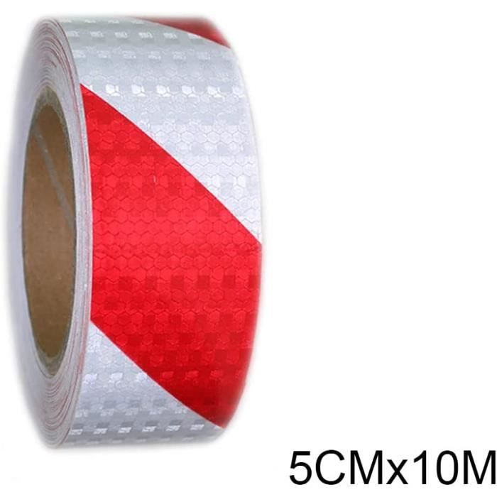 Bande réfléchissante - Ruban de Signalisation - Rouge et Blanc - 5cm x ...