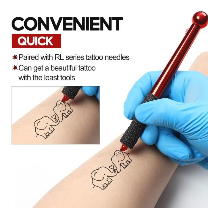 Tatouages Kit Stick Poke Kit Corps Machine À Tatouer Sans Fil Kit Rouge ...