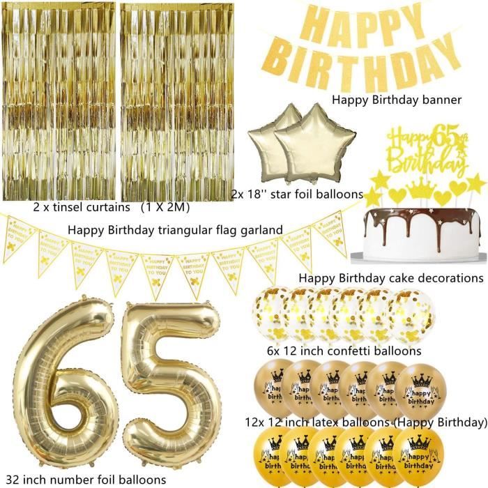 Or 65 Ans Anniversaire Rideau Métallique,Ballon 65 Ans Anniversaire ...