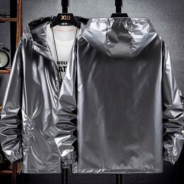 Veste Brillante pour Homme,Blouson Bombardier à Capuche avec Fermeture ...