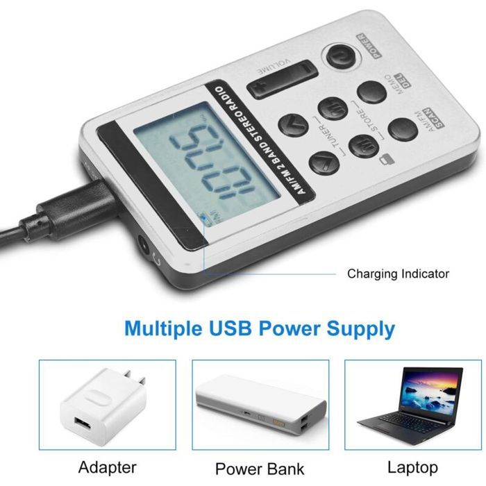 Mini radio stéréo portable, radio de poche rechargeable, radio stéréo ...