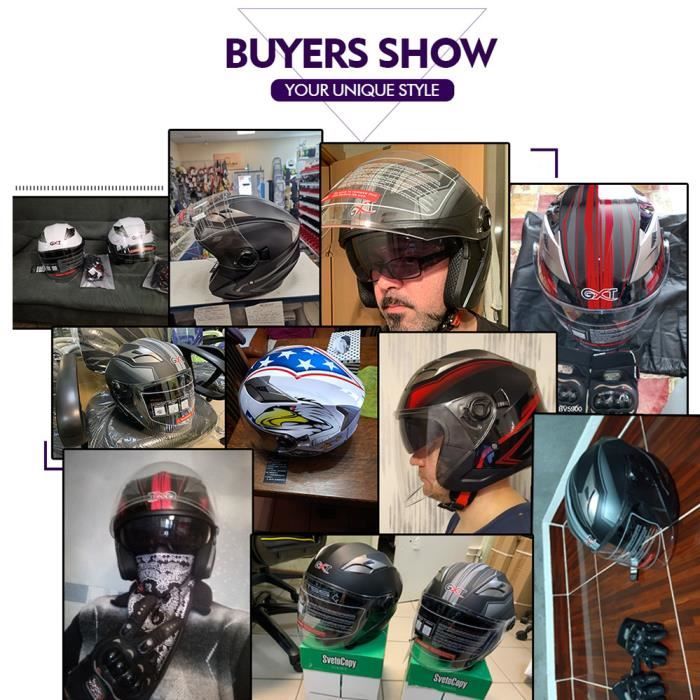 RUMOCOVO® Casque de Moto ouvert GXT, classique ABS à double objectif ...