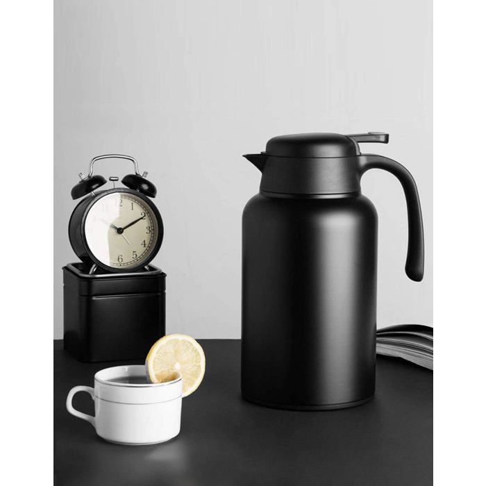 Carafe isotherme noire en acier inoxydable - Capacité 2 L - Maintien ...