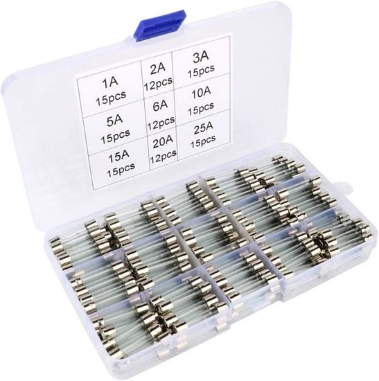 Kit de 126 Fusibles en Verre - Assortiment pour Voiture avec 6x30 mm, Comprenant Plusieurs ...
