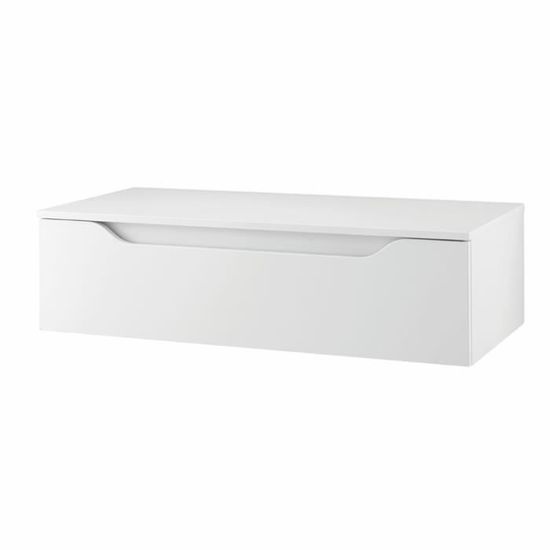 Commode suspendue salle de bain 100cm Blanc Brillant - GIGLIO - Tiroir ...