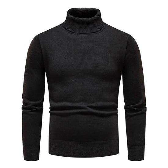 Sous Pull Col Roulé Homme en Tricot Doublure Polaire Pullover Chaud Automne Hiver Couleur Unie ...
