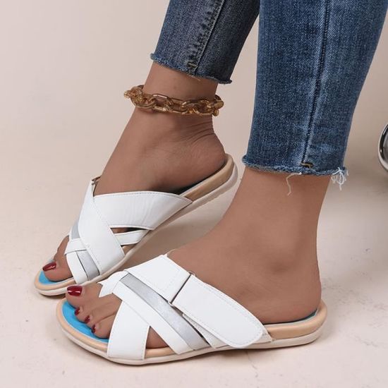 Sandales Plates A Bout Ouvert Sandales, Sandales Blanches ...