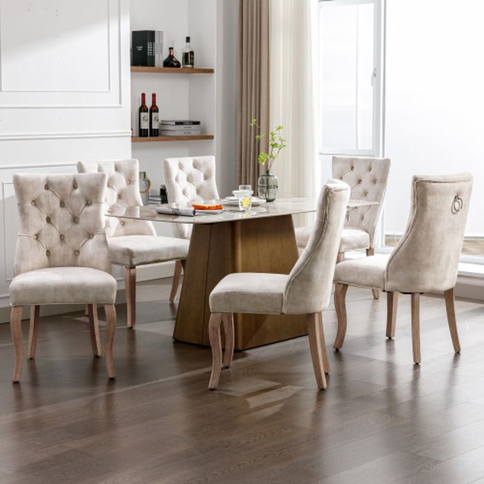 Lot de 6 Chaise Capitonnée en Velours Gris - Style Classique Design ...