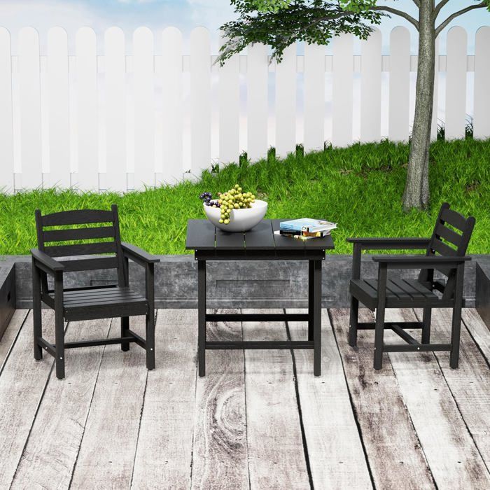 GOOBUY Set de Meuble de Jardin 3 Pièces, Set de Balcon en HDPE ...