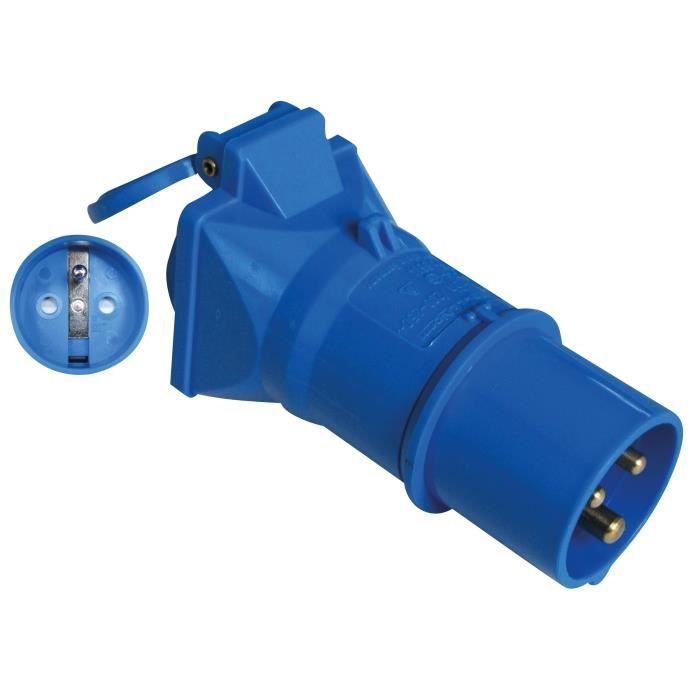 Adaptateur électrique - CEE17 mâle vers prise E femelle - 16 A - 220 V ...