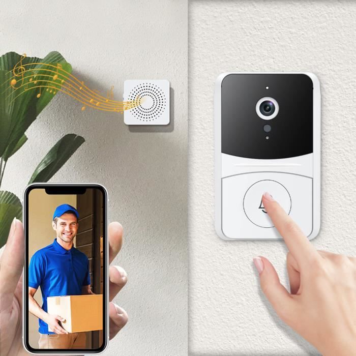 Hotskynie Sonnette Sans Fil Sonnette Vidéo Intelligente Hd Video Voice ...