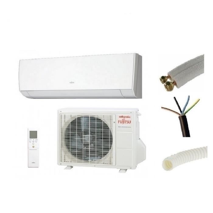 PRET A POSER CLIMATISATION MURALE REVERSIBLE ATLANTIC FUJITSU ASYG 7 LMC 2KW (30M2) + KIT DE ...