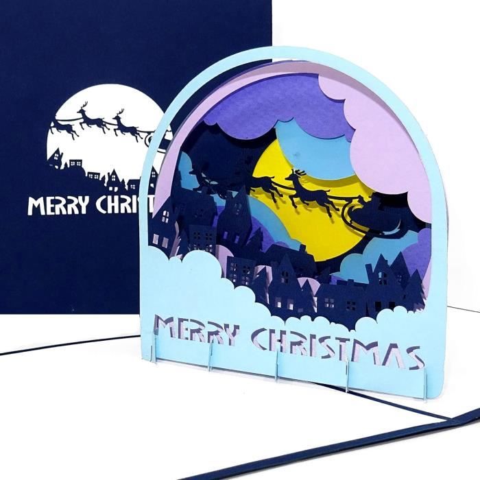 Carte De Noël 3D « Merry Christmas » Carte Pop-Up En Filigrane Pour ...
