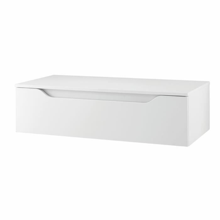 Commode suspendue salle de bain 100cm Blanc Brillant - GIGLIO - Tiroir ...