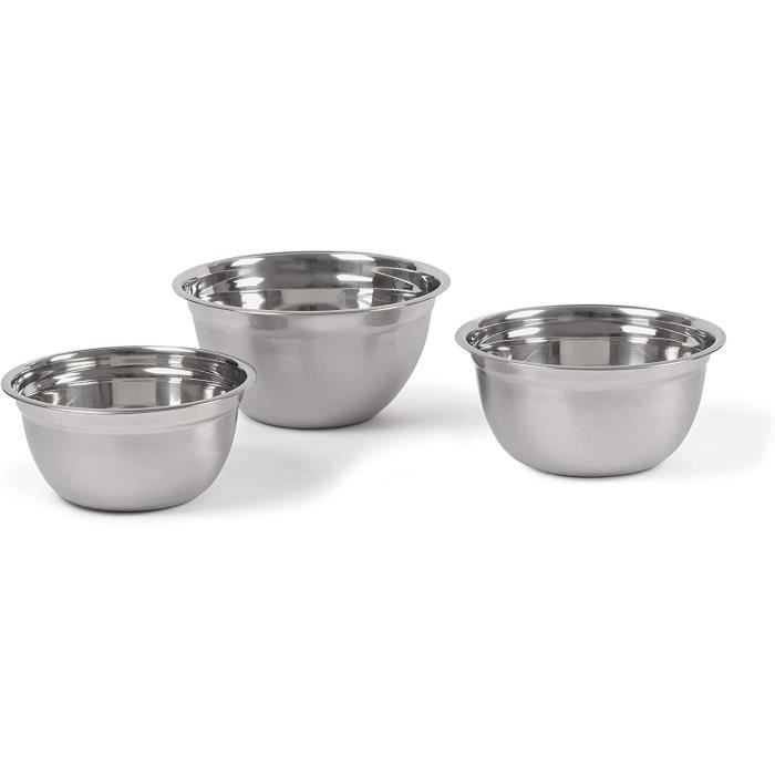 Ensemble de 3 bols de cuisine mélangeurs, bols à mixer, saladiers – Inox Ø A265 - Cdiscount Maison
