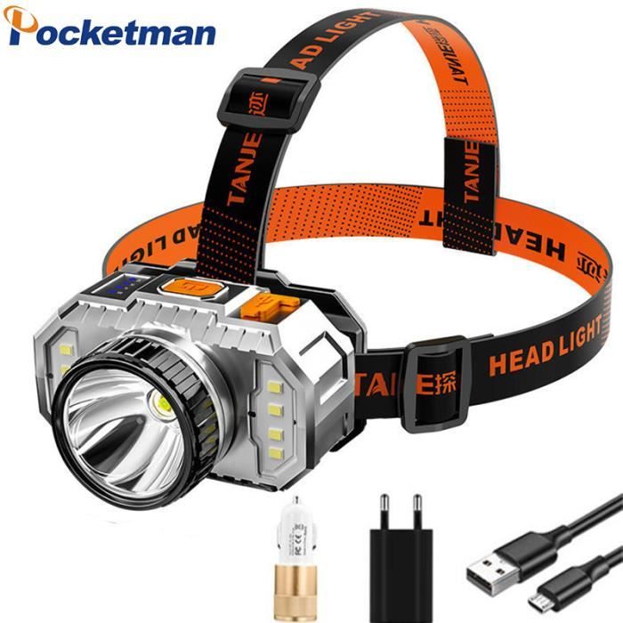 Lampe frontale LED étanche à longue portée, alimentée par batterie ...