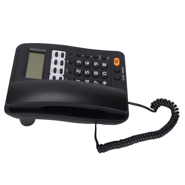 HURRISE Téléphone de bureau KX‑T6009CID Téléphone filaire de bureau Téléphone fixe filaire pour ...
