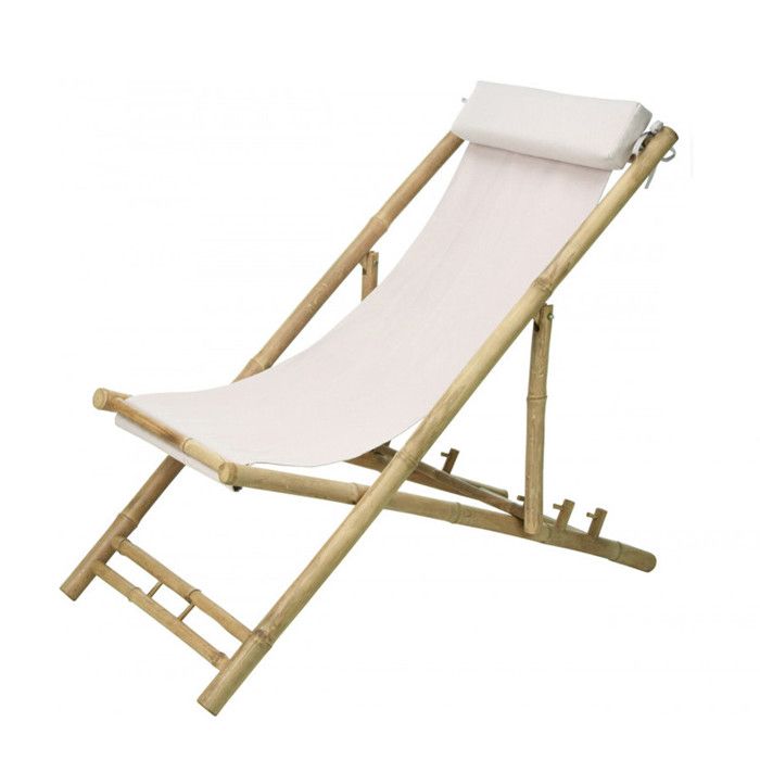 Chilienne bambou avec appui tête écru Ambiance - Cdiscount Jardin