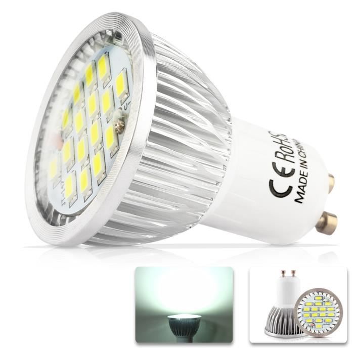 1x GU10 Ampoule LED 6W Super Lumineux Lumiere LED 16 SMD 5630 Lampe LED 500LM Basse Consommation ...