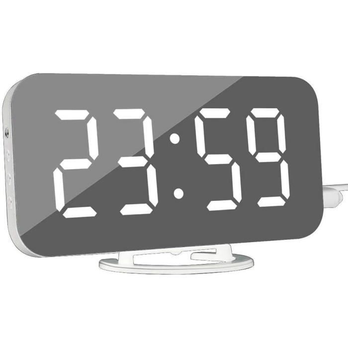 Réveil numérique - Réveil Moderne avec Port USB Miroir numérique La ...