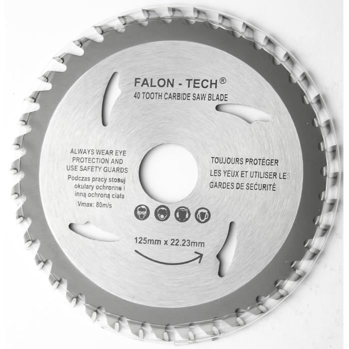 Falon Tech Lame De Scie Circulaire, 125 Mm, 40 Dents, Pour Les Scies À Bois De 125 X 22 X 40 ...