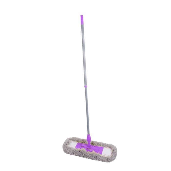 Balai microfibre à poils longs - Manche télescopique 76-127 cm - Violet ...