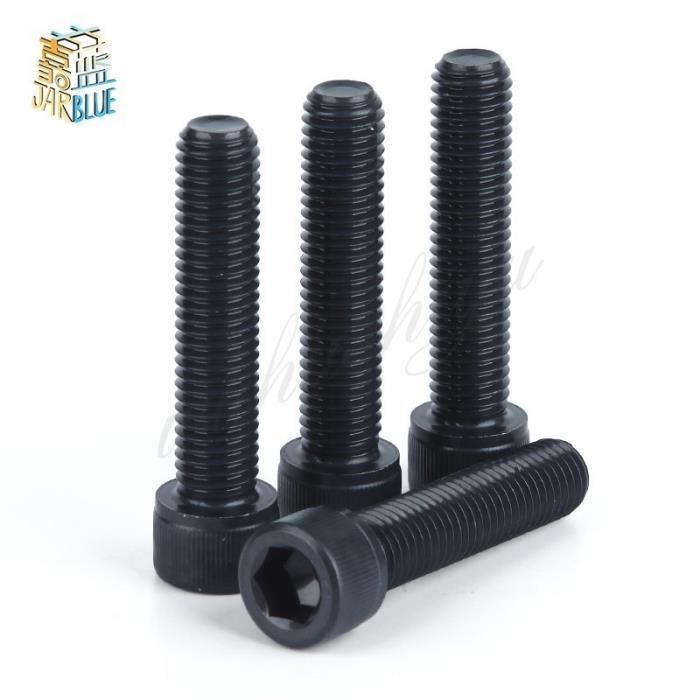 M5-20mm 50pcs -Vis à tête hexagonale en acier allié de qualité noire 12.9, filetage métrique m12 ...
