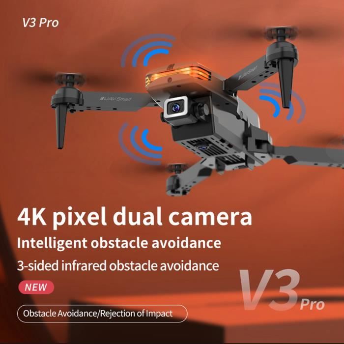 V3-Noir 1C 4K3B-Drone V3 PRO avec Télécommande sans Fil, Jouet Pliable ...