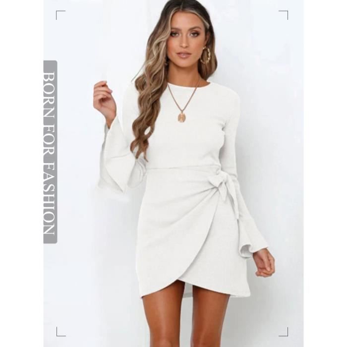 Robe,Mini robe à lacets pour femmes, tenue de soirée Chic, évasée ...