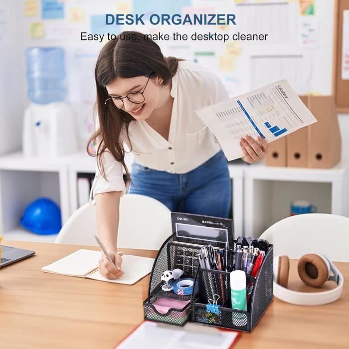Organiseur De Bureau En Maille Métallique Avec 6 Compartiments Et ...