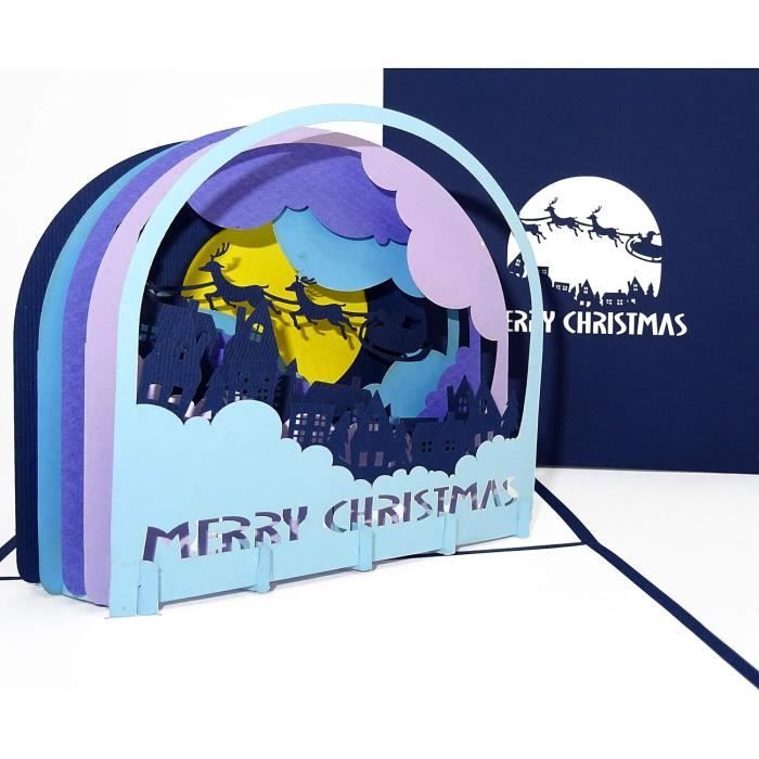 Carte De Noël 3D « Merry Christmas » Carte Pop-Up En Filigrane Pour ...