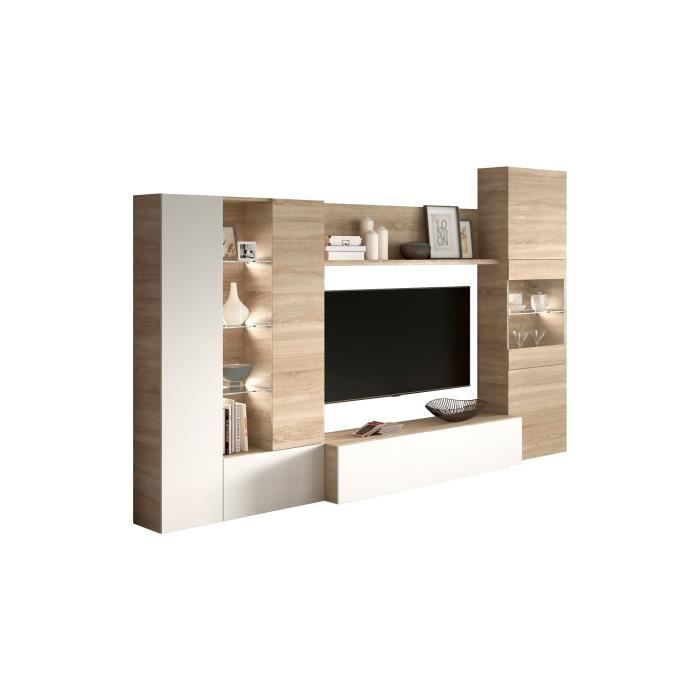 Dmora - Paroi aménagée Raleigh, Meuble TV modulable pour le salon ...