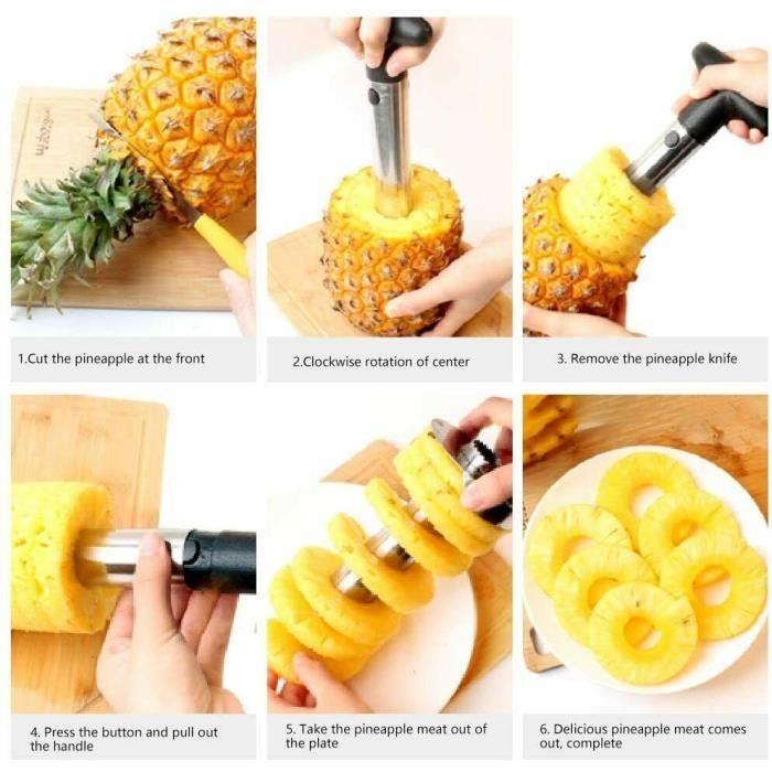 Coupe Ananas Découpe Ananas Trancheur d'Ananas, Eplucheur en Acier ...