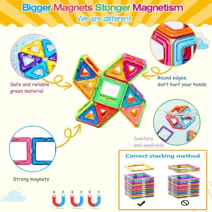 Jeu de Construction Magnétiques Morkka 124 pcs - Jouets Éducatifs pour ...