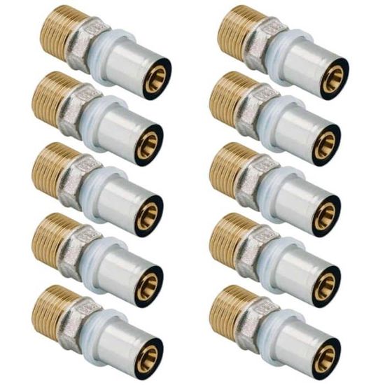 Lot de 10 Raccords Multicouche à sertir Mâle RBM profil TH-H-U-B-F Diamètre 3/8" M 16 ...