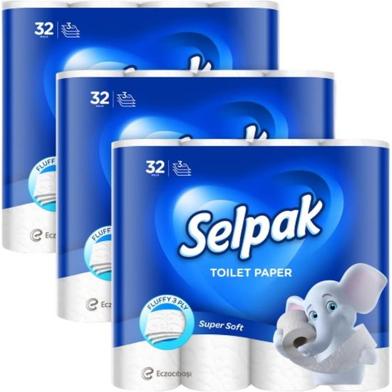 SELPAK 4480 Papier 3 Plis Papier Toilette, Hygiénique Avec Fibres De ...
