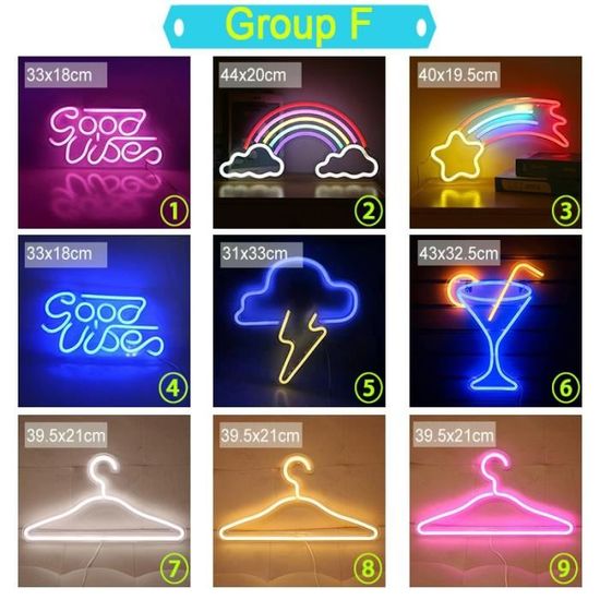 NEON,Group F-NO.2--Panneau lumineux Led au néon en acrylique, alimenté ...