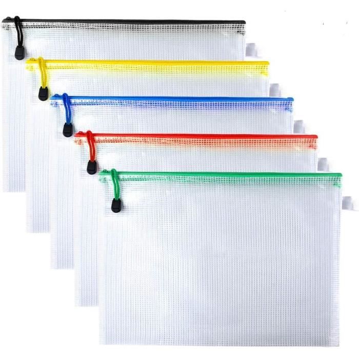 Kuuqa A4 Zip Document Dossier Pochette en plastique Zip portefeuilles ...
