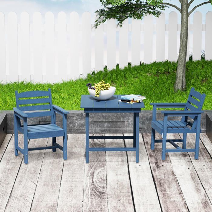 GOOBUY Set de Meuble de Jardin 3 Pièces, Set de Balcon en HDPE ...