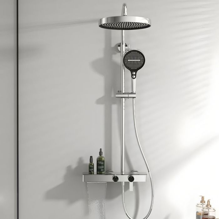 Set Douche Luxe Cascade, Robinetterie Cuivre Argent Brossé, Table ...