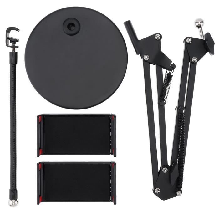 Noir-Support extensible en métal pour Double tablette et téléphone ...